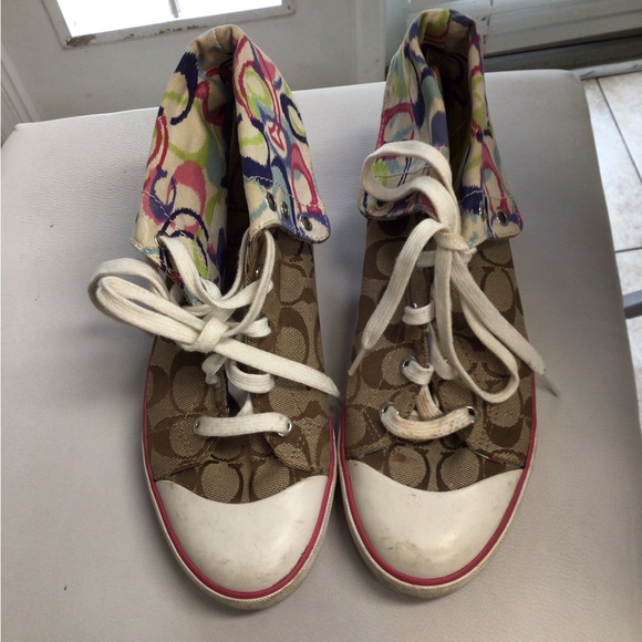 Coach | Shoes | Coach Colorful Hightop Sneakers | Poshmark